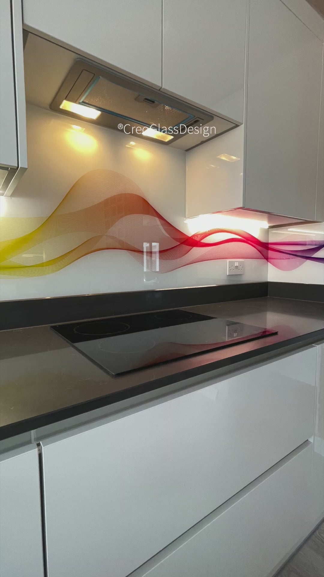 Multi-Coloured Printed Wave Glass Splashback - Bespoke – Splashbacks 4U